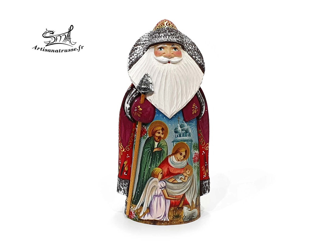 Santa Claus Nativity St. Nicholas Wood Carved Statuette - Etsy