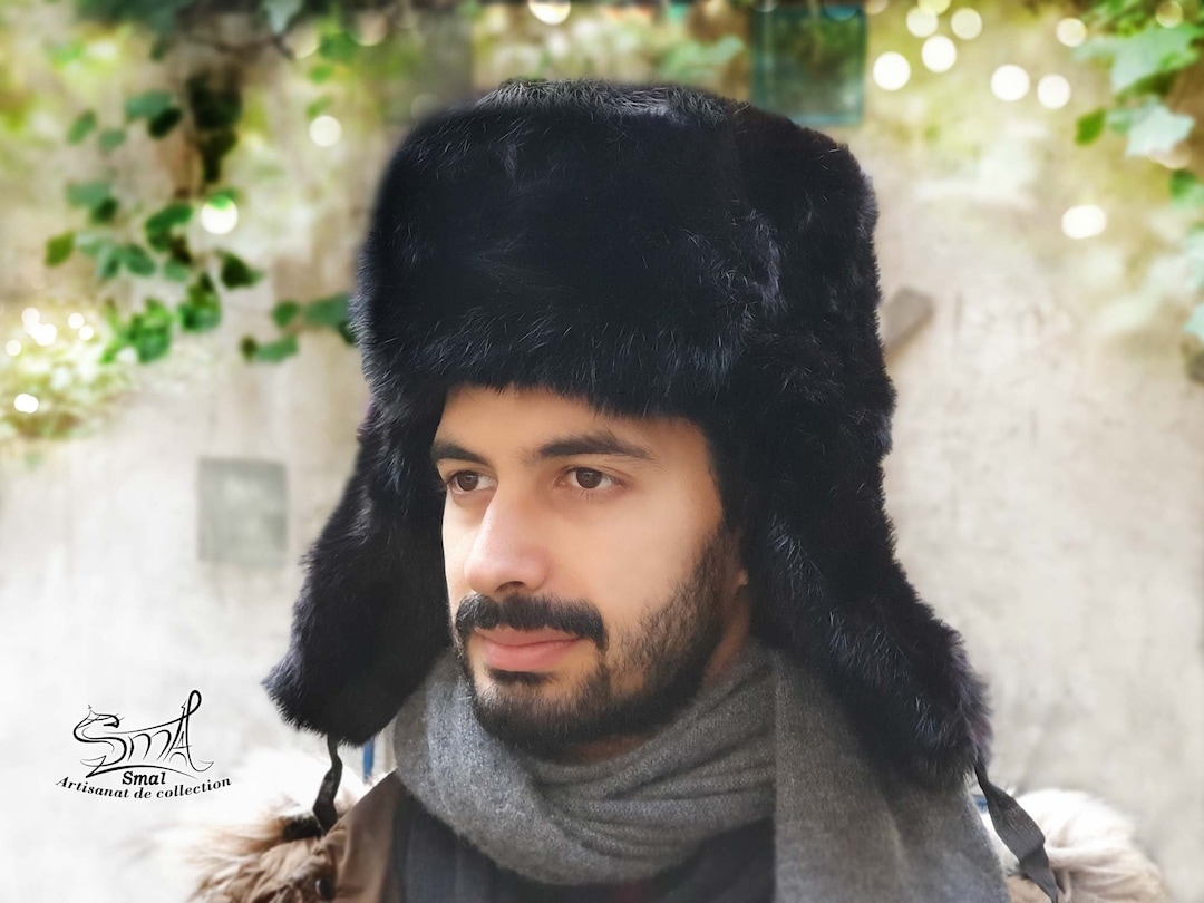 Winter Ushanka Russian Chapka Beanie Hat, Fully Farmed Rabbit Fur, USSR ...