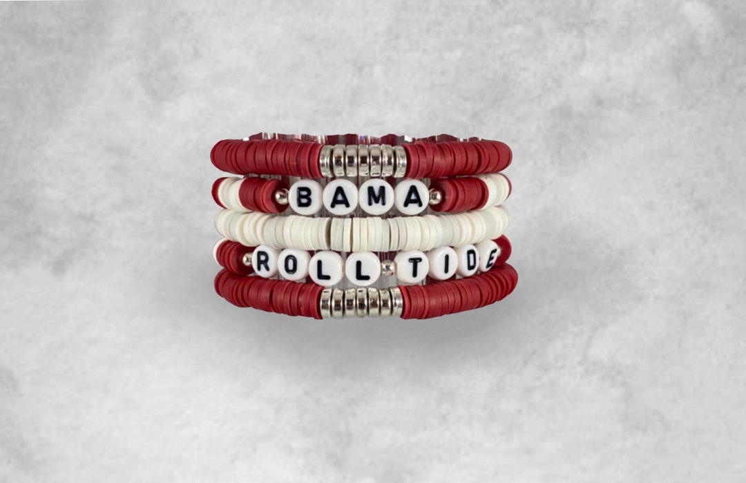 University of Alabama Bracelet Stack Bama Bracelet Stack Custom Heishi ...