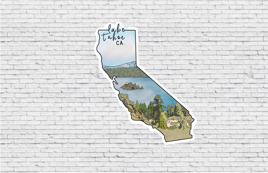 Lake Tahoe, California Design Sticker AND Magnet | Vinyl Waterproof ...