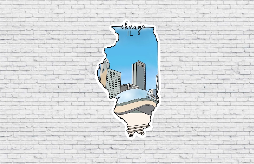 Chicago, Illinois Bean Design Sticker AND Magnet | Vinyl Waterproof ...