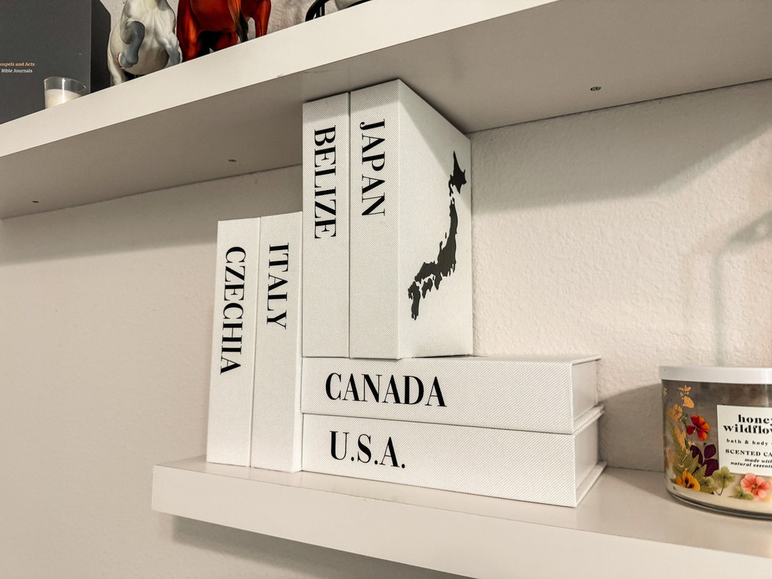 International Travel Country Faux Book Keepsake Box | Customizable Faux ...