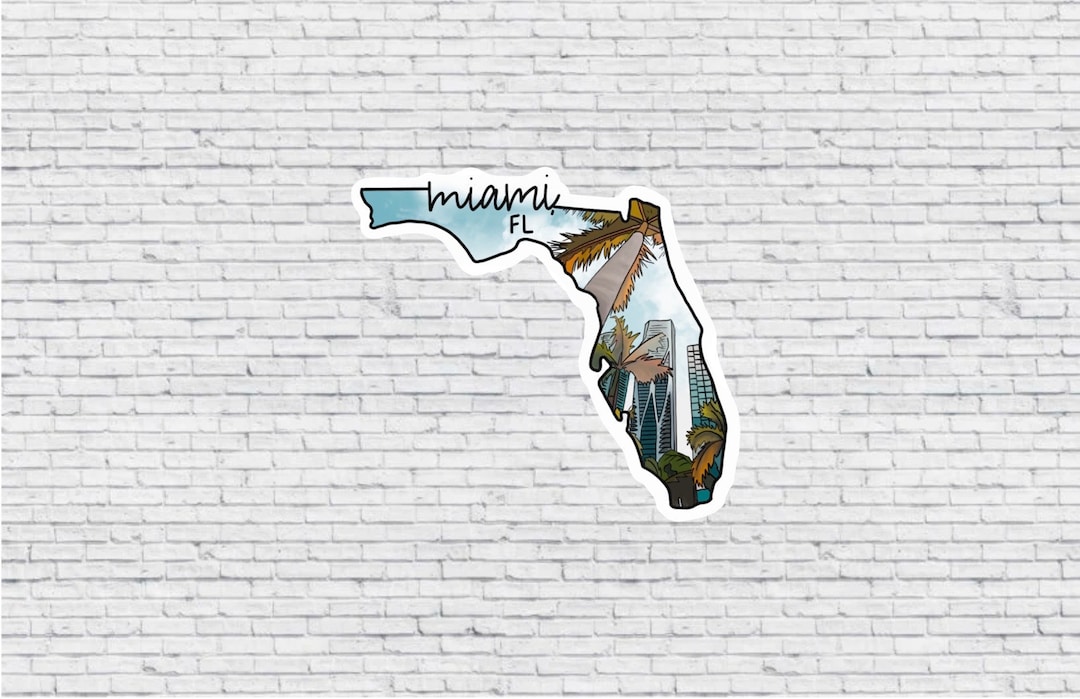 Miami, Florida Design Sticker AND Magnet | Vinyl Waterproof Sticker ...