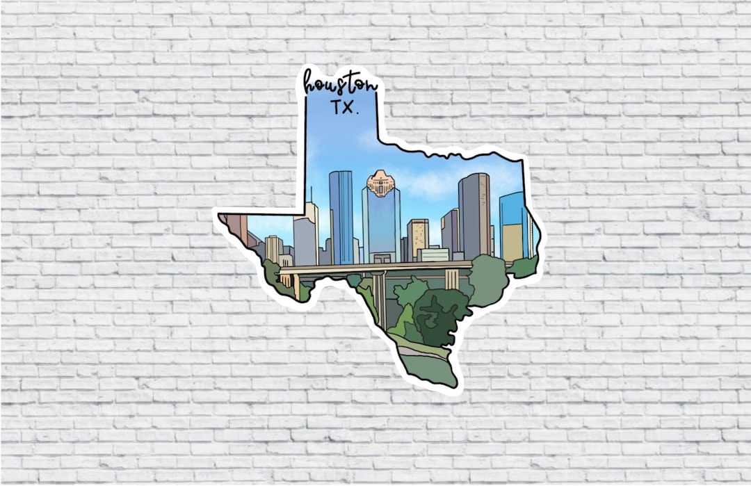 Houston, Texas Skyline Design Sticker AND Magnet | Vinyl Waterproof ...