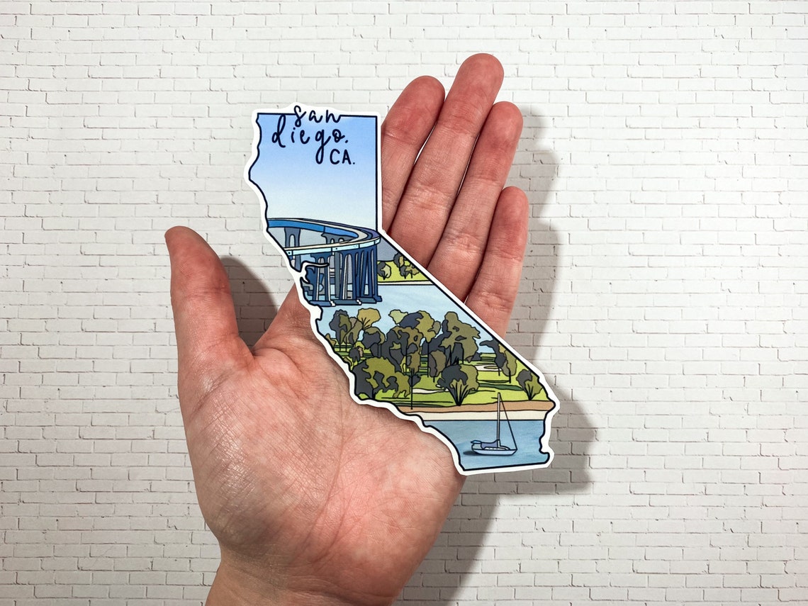 San Diego California Design Magnet / Vinyl Waterproof Sticker - Etsy