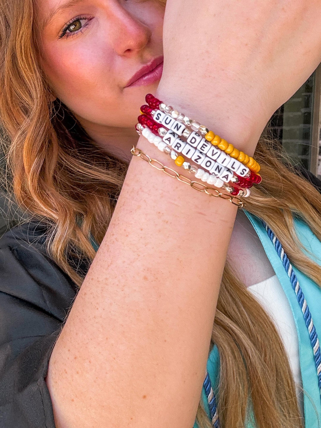 Custom University Bracelet Stack College Game Day Bracelet Stack Custom ...