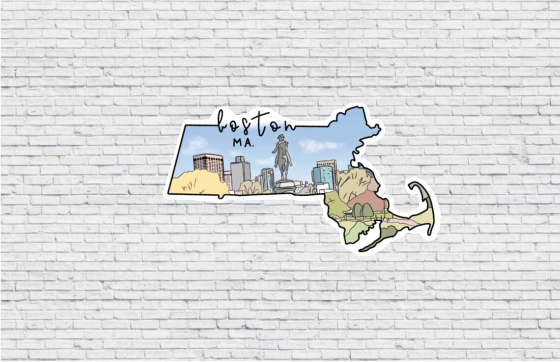 Boston Massachusetts Design Magnet / Vinyl Waterproof Sticker - Etsy