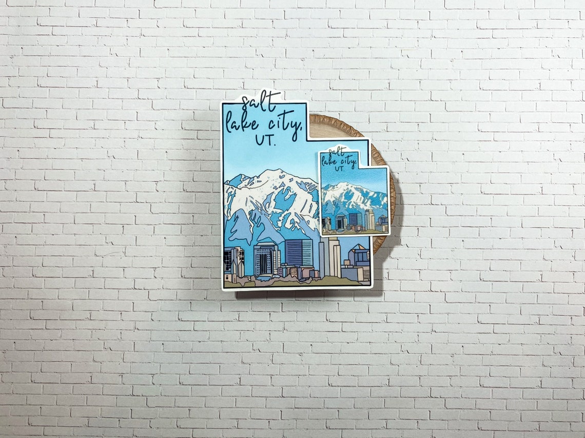 Salt Lake City Utah Design Magnet / Vinyl Waterproof Sticker | Etsy