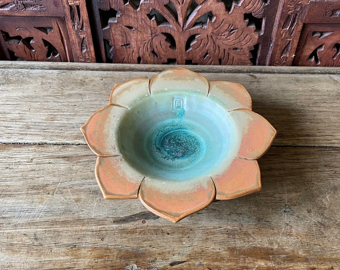 Lotus Pottery Bowl Turquoise Rust Gold Sweetland Pottery Yoga ...