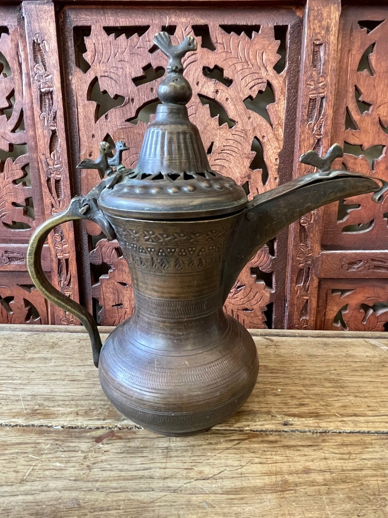 Antique Copper Ottoman Turkish Coffee Dallah Old Ibrik Middle Eastern ...