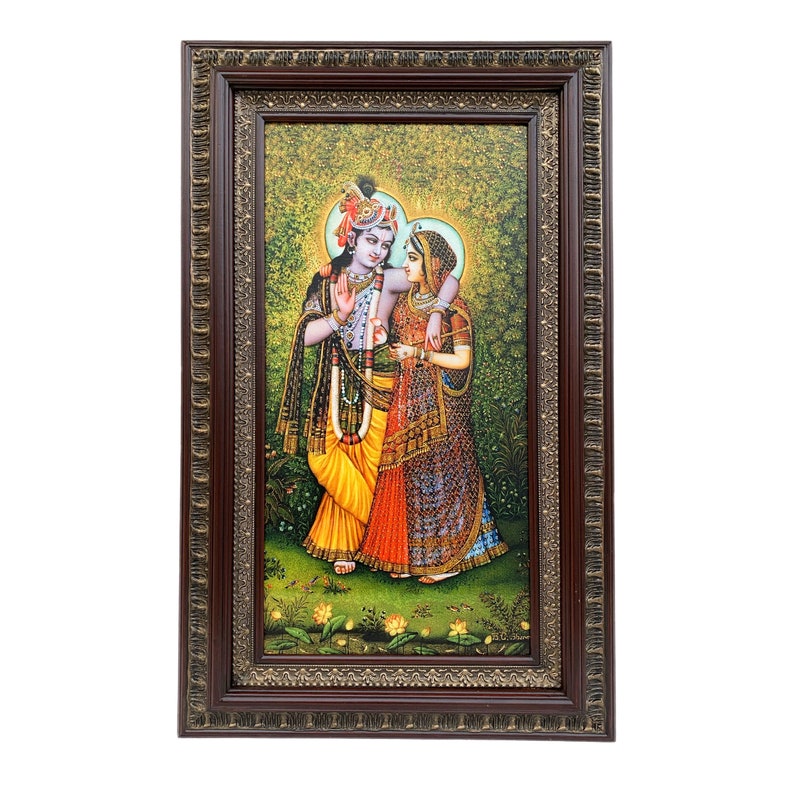 Radha and Krishna Canvas Art Frame/ Divine Couple Photo Frame/ Hindu ...
