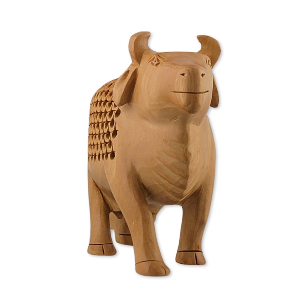 Undercut Wooden Cow Figurine 5 Home Decor Statue/ Hand Carved Wooden ...