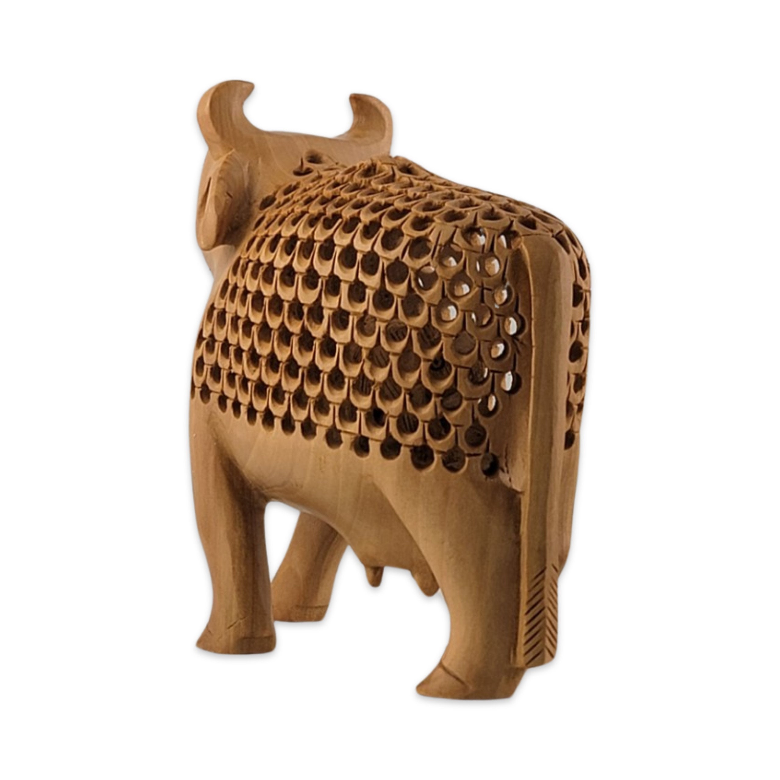 Undercut Wooden Cow Figurine 5 Home Decor Statue/ Hand Carved Wooden ...