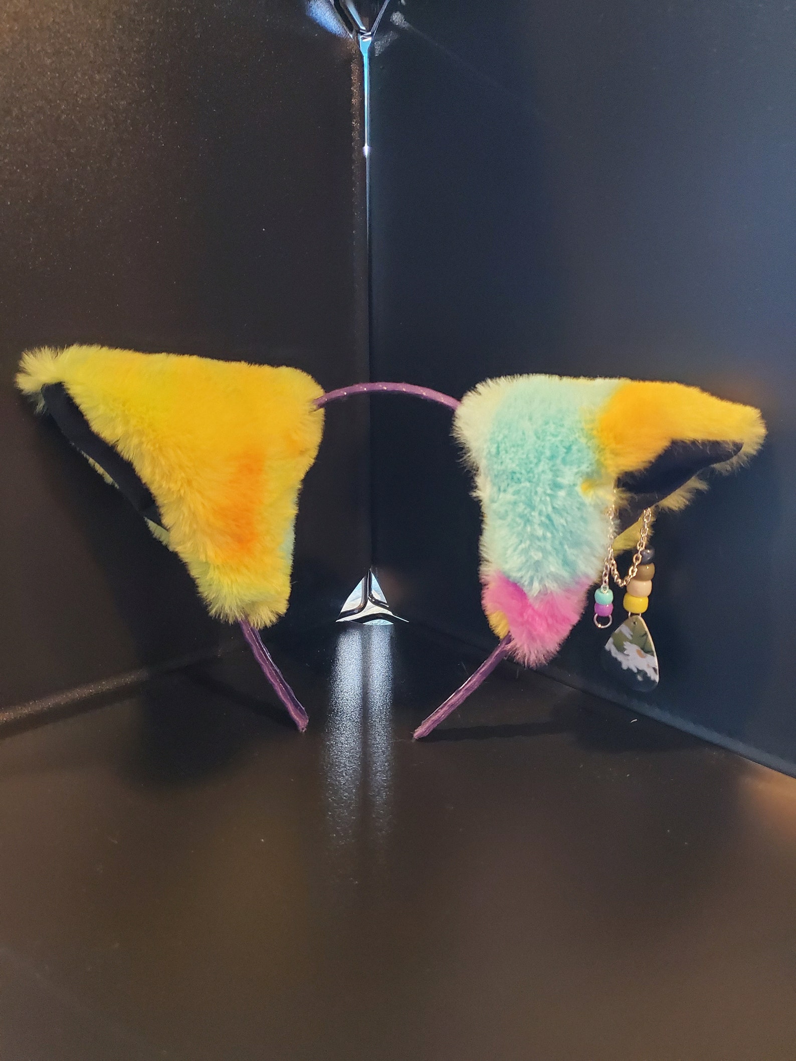 Furry Ears (handmade) Attached to a Slim Purple Head Band - Etsy