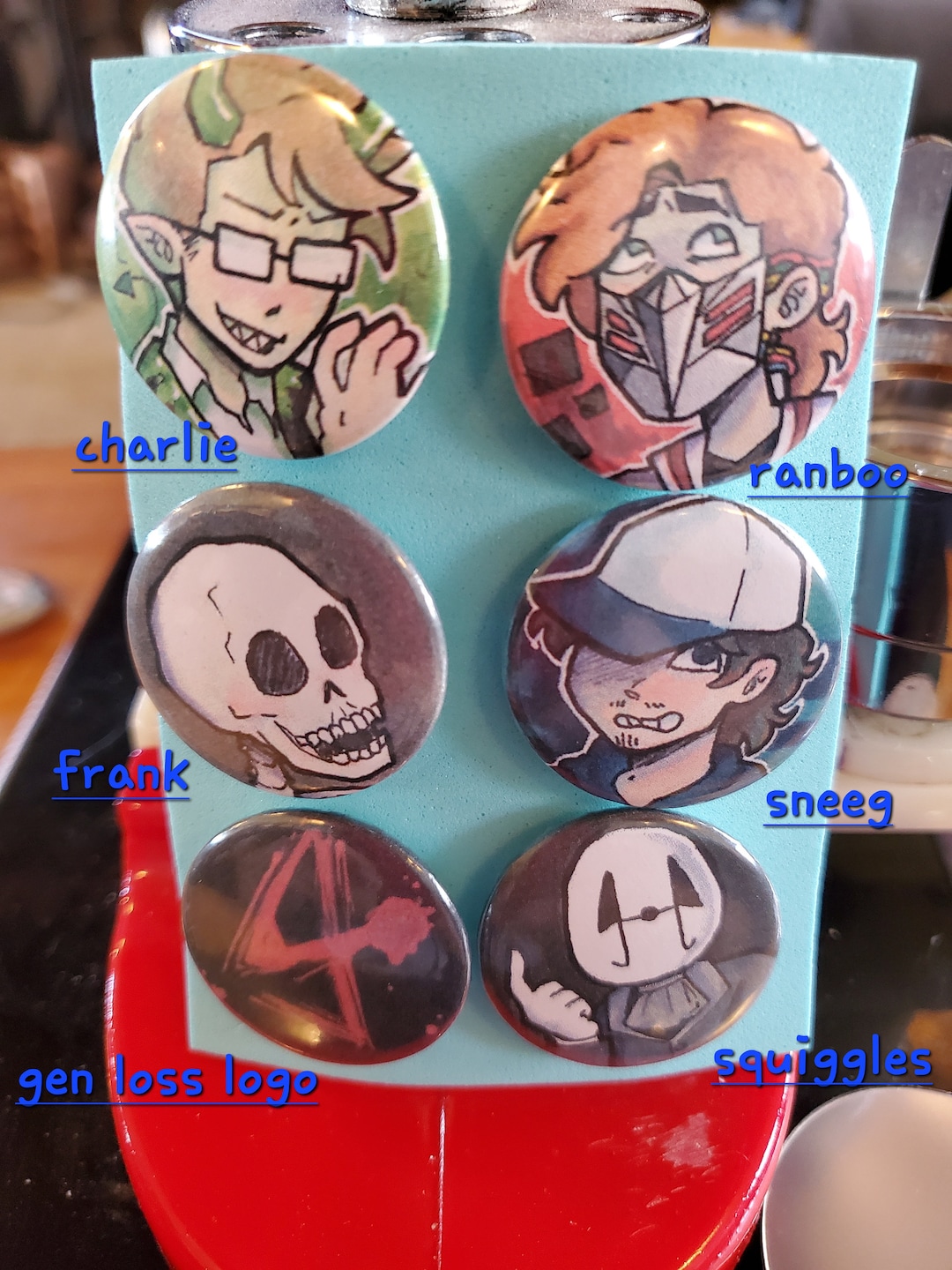 Generation Loss Fanart 6 Piece Button Set Created by Shawnee Morris of ...
