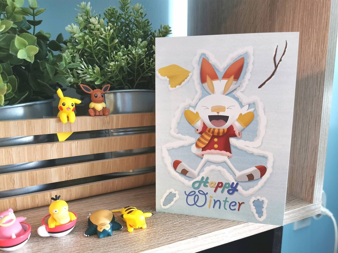 Pokemon Christmas & New Year Card scorbunny From Sword and - Etsy