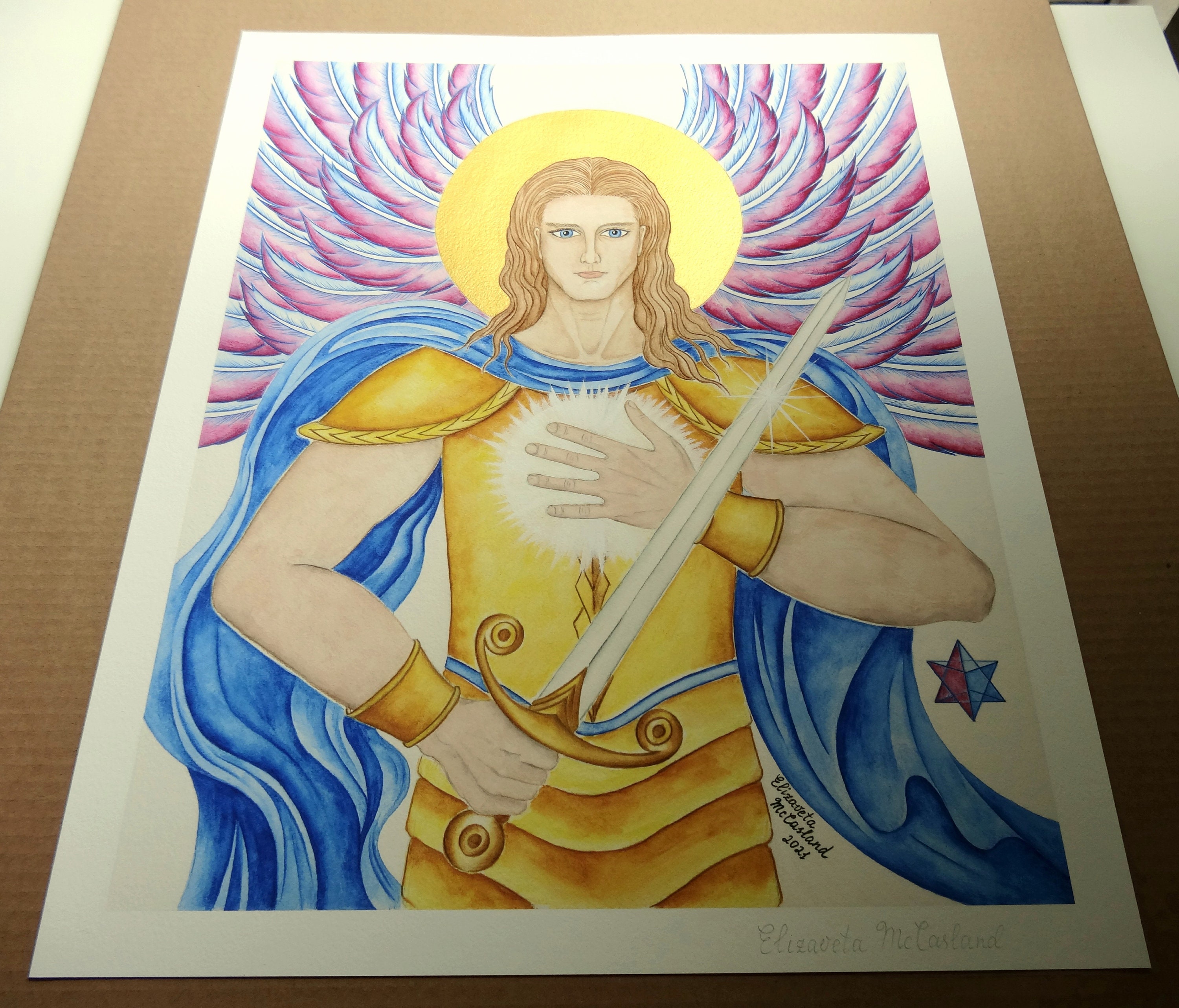 ARCHANGEL MICHAEL Hand Embellished Signed Giclee Print High - Etsy