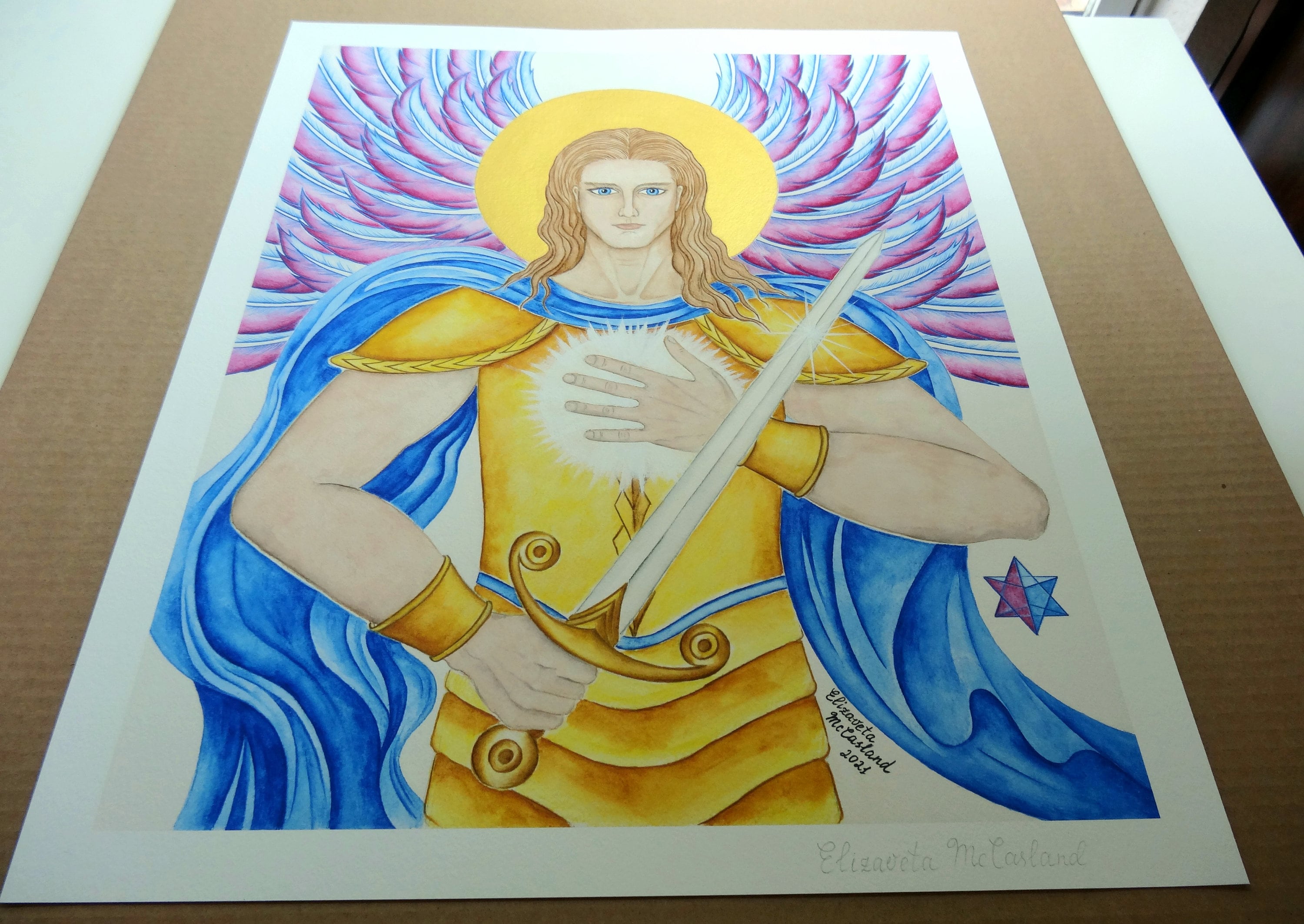 ARCHANGEL MICHAEL Hand Embellished Signed Giclee Print High Vibration ...