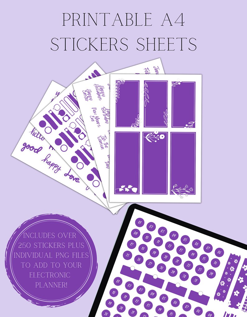 Stickers Package - Instant Download, A4 Size - Etsy