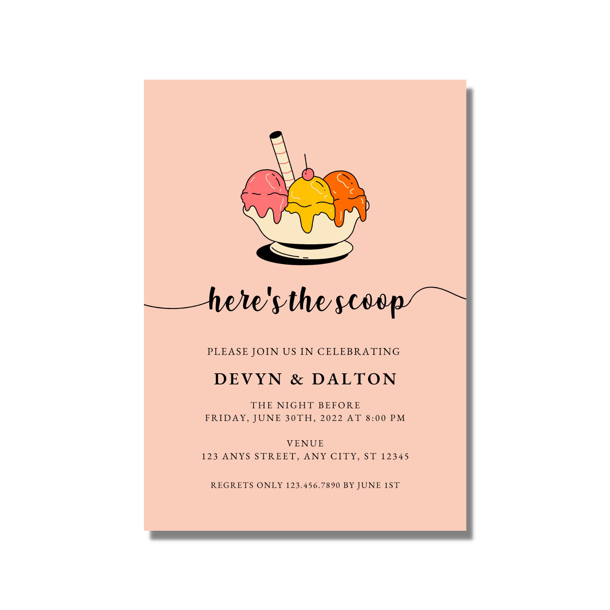 Ice Cream Bar Welcome Party Invitation - Ice Cream Social Party Invite ...