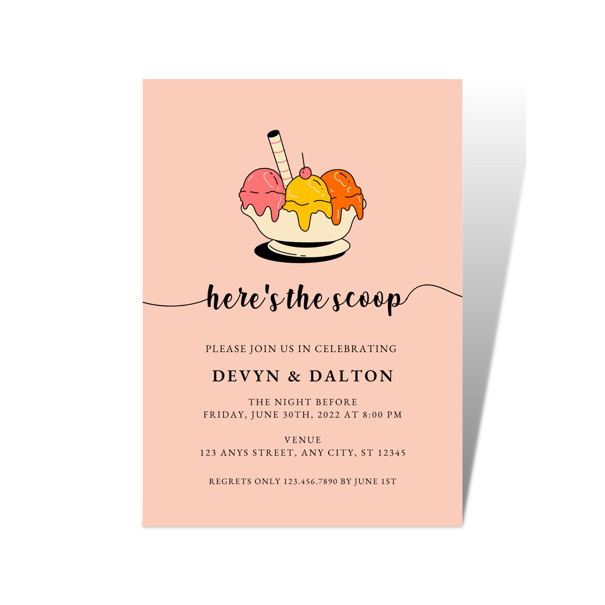 Ice Cream Bar Welcome Party Invitation - Ice Cream Social Party Invite ...