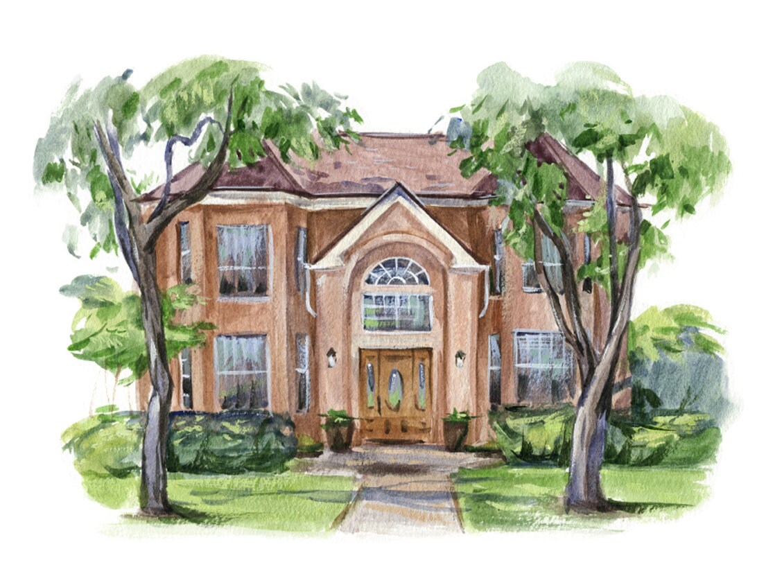 Watercolor House Painting Watercolor House Portrait | Etsy