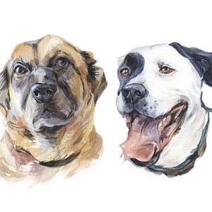 MULTI Dog Portrait — Custom Two Pet Portrait — Family Gift — Watercolor ...