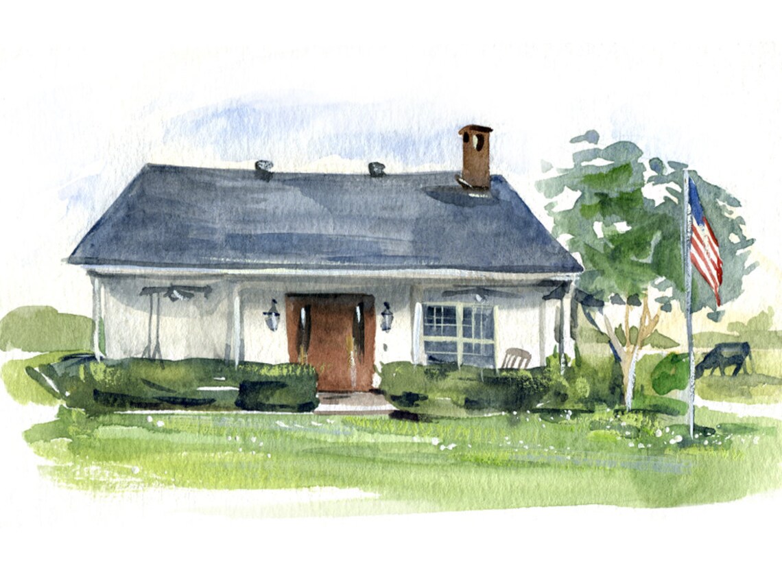 Watercolor House Painting Watercolor House Portrait | Etsy