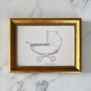 PRAM Art Print - Unframed Pram Ink Sketch - Minimalist Nursery Art ...