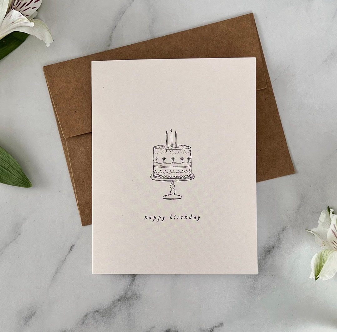 HAPPY BIRTHDAY Card Blank Notecard Art Greeting Card Minimalist ...