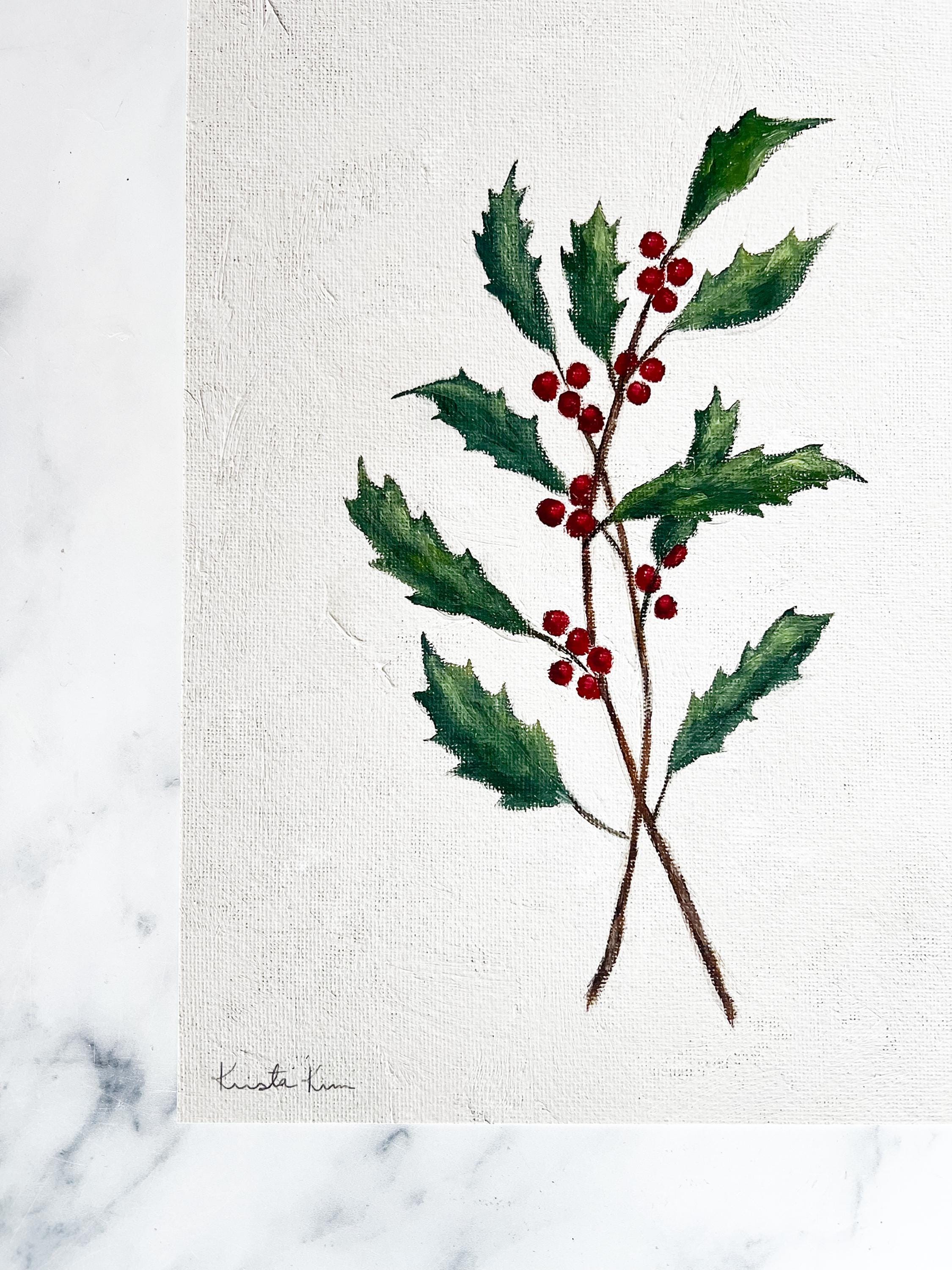 HOLLY BERRY Art Print - Unframed Holly Berry Oil Painting Print ...