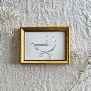 PRAM Art Print - Unframed Pram Ink Sketch - Minimalist Nursery Art ...