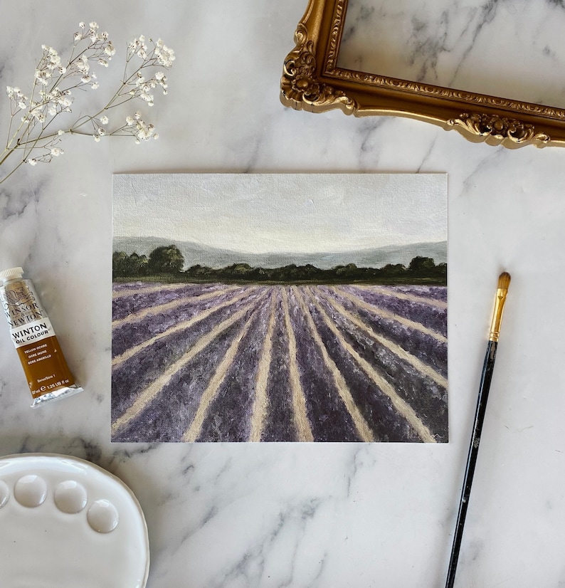 LAVENDER FIELDS Art Print - Unframed Oil Painting Print - Oil Painting Countryside - Mini Farm ...