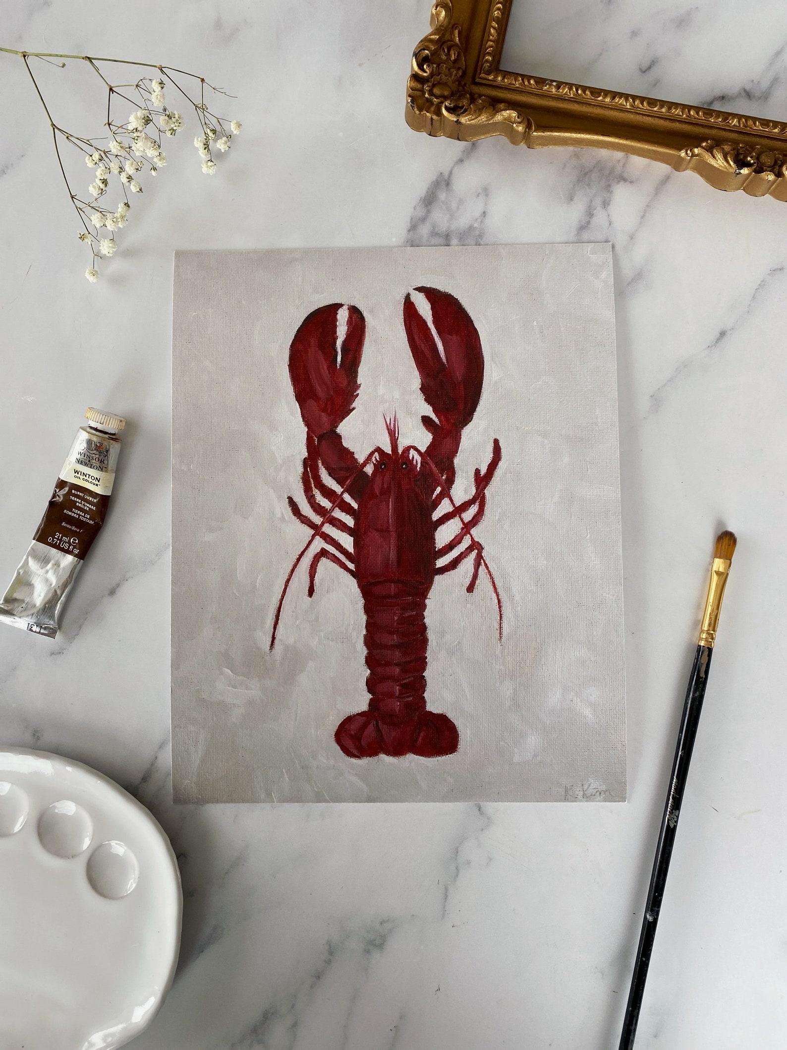 LOBSTER Art Print Unframed Lobster Oil Painting Print | Etsy