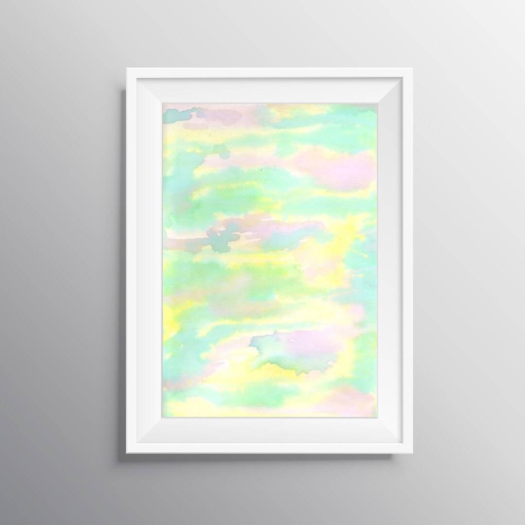 Printable Yellow Rainbow Abstract Watercolor Wall Art Digital Download ...