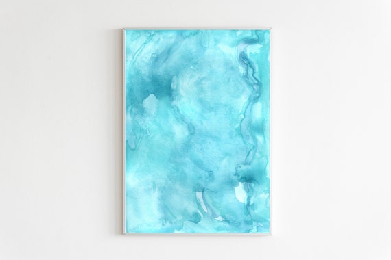 Printable Blue Abstract Watercolor Wall Art Home Decor Instant | Etsy