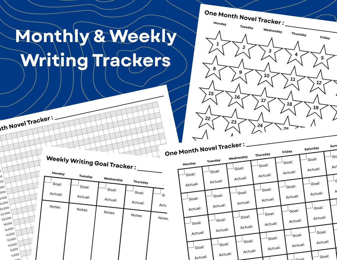 Monthly and Weekly Writing Tracker (novel Writing, Nanowrimo ...