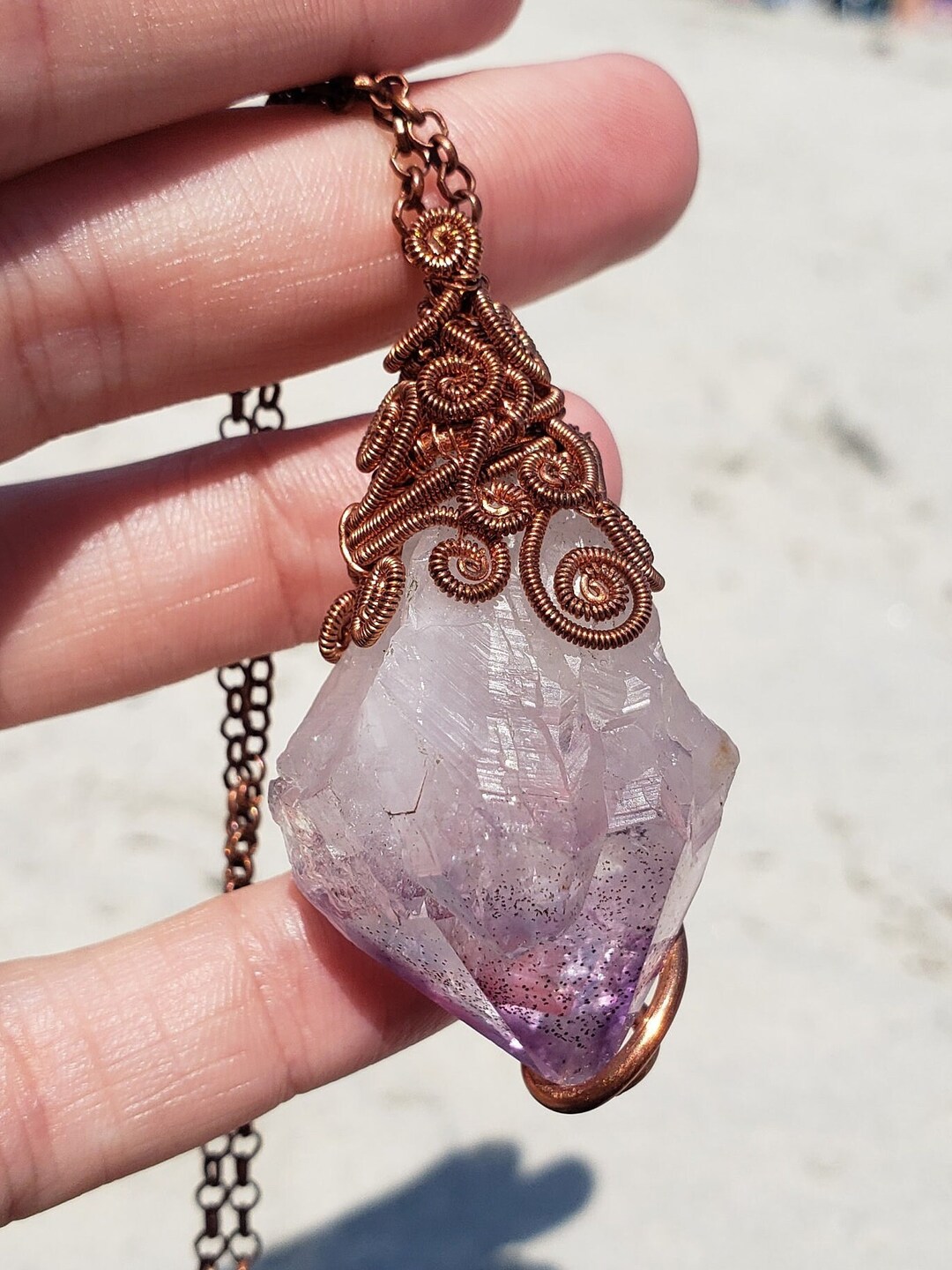 Wire Wrapped Amethyst Crystal Point Necklace - Etsy