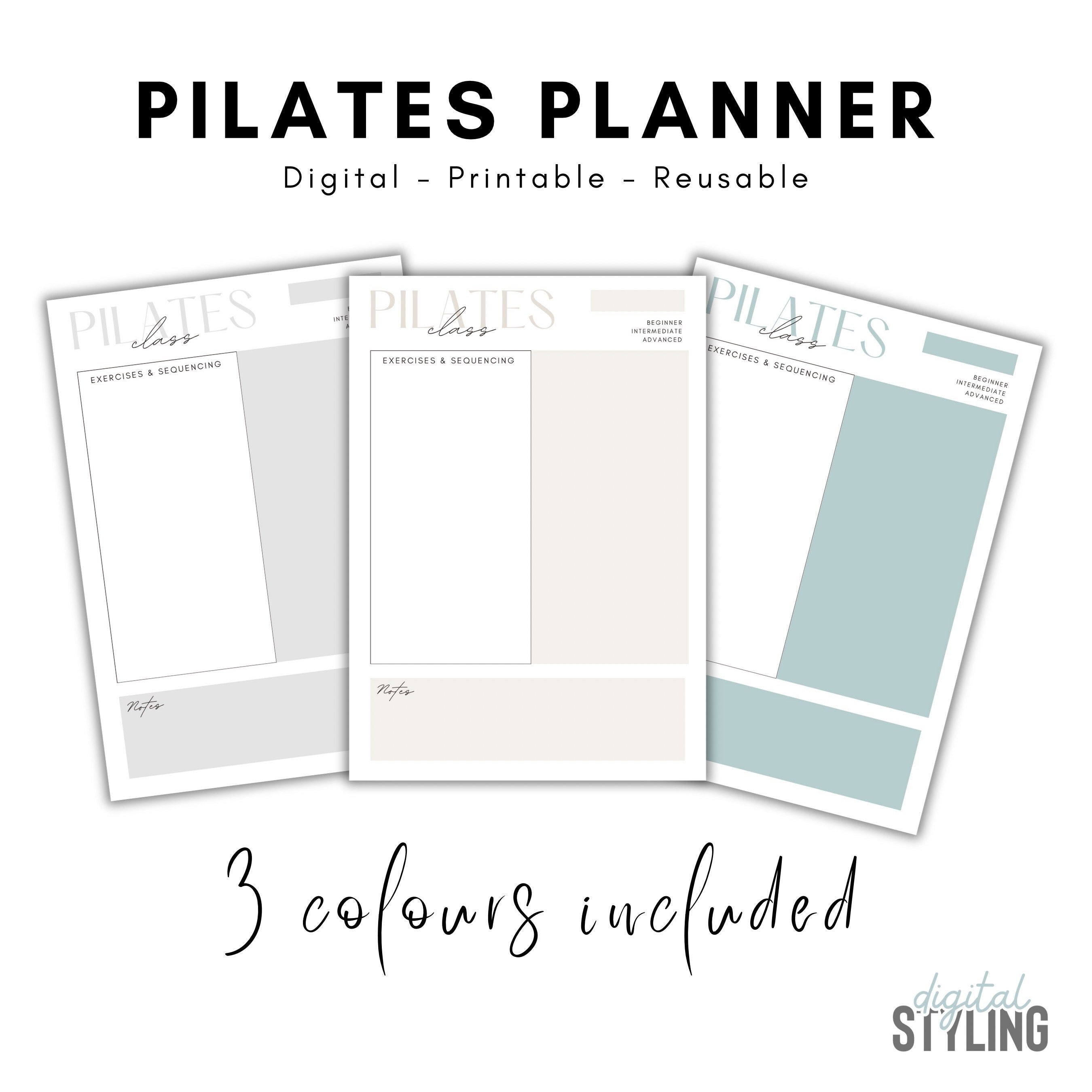 Reformer & Matwork Pilates Class Planner for Instructors | Digital And ...