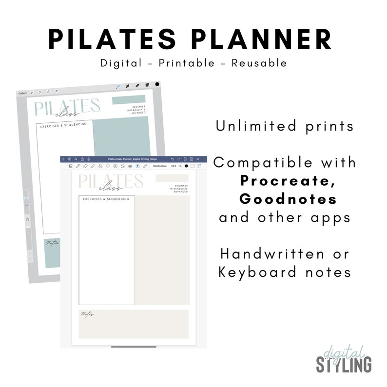 Reformer & Matwork Pilates Class Planner for Instructors | Digital And ...