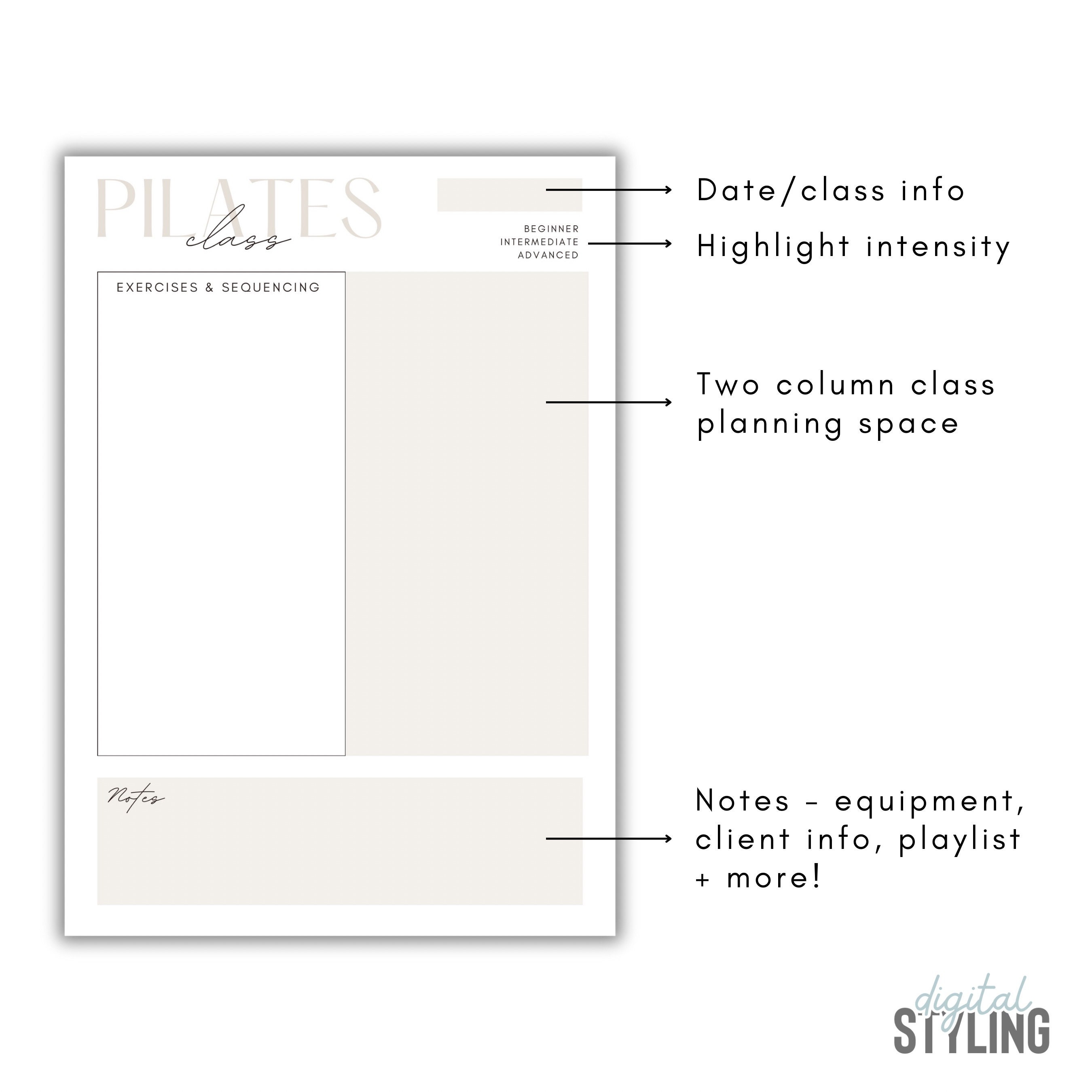 Reformer & Matwork Pilates Class Planner for Instructors | Digital And ...