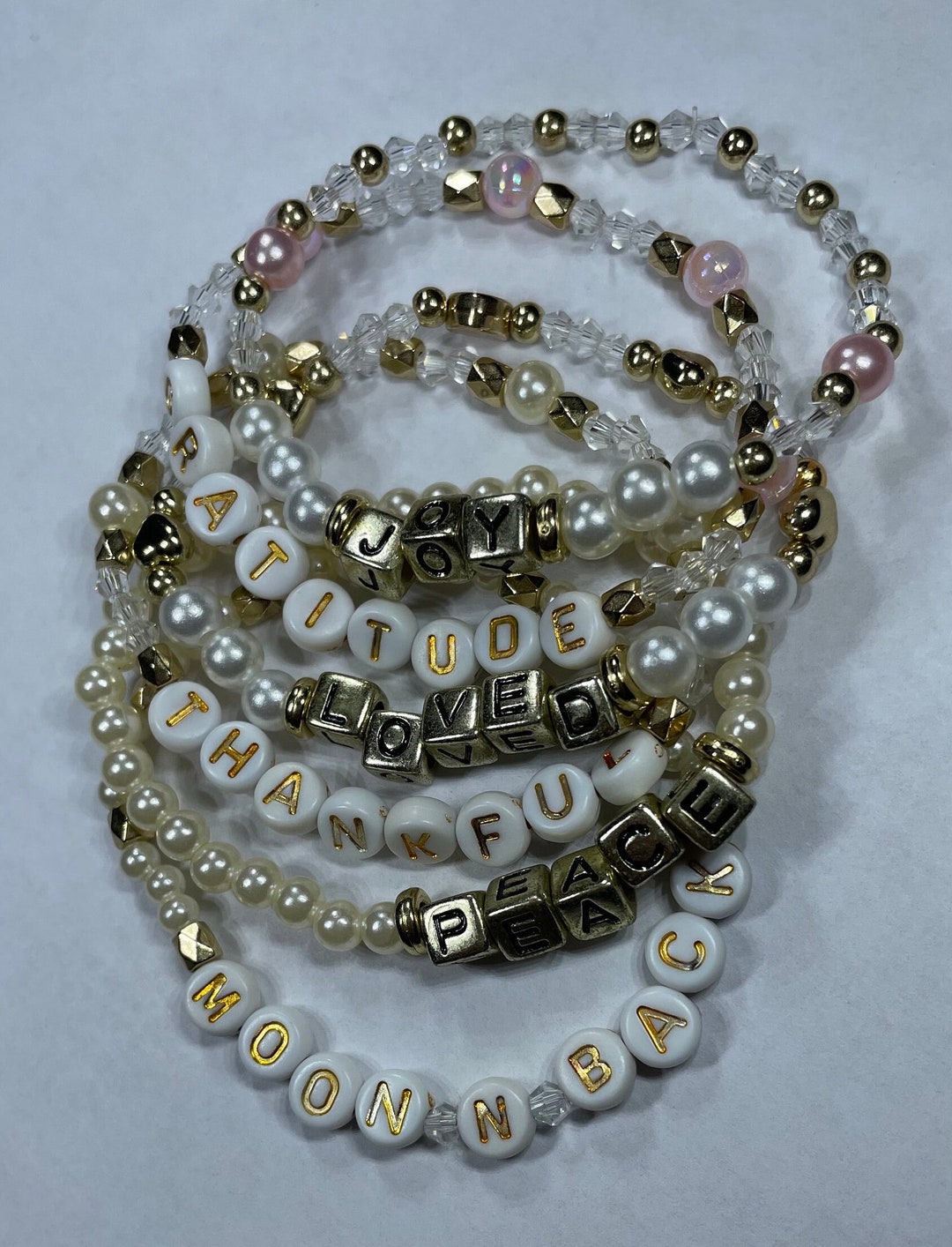 Little Words Bracelet Set Glass Beads/acrylic Beads/pearled Like Beads ...