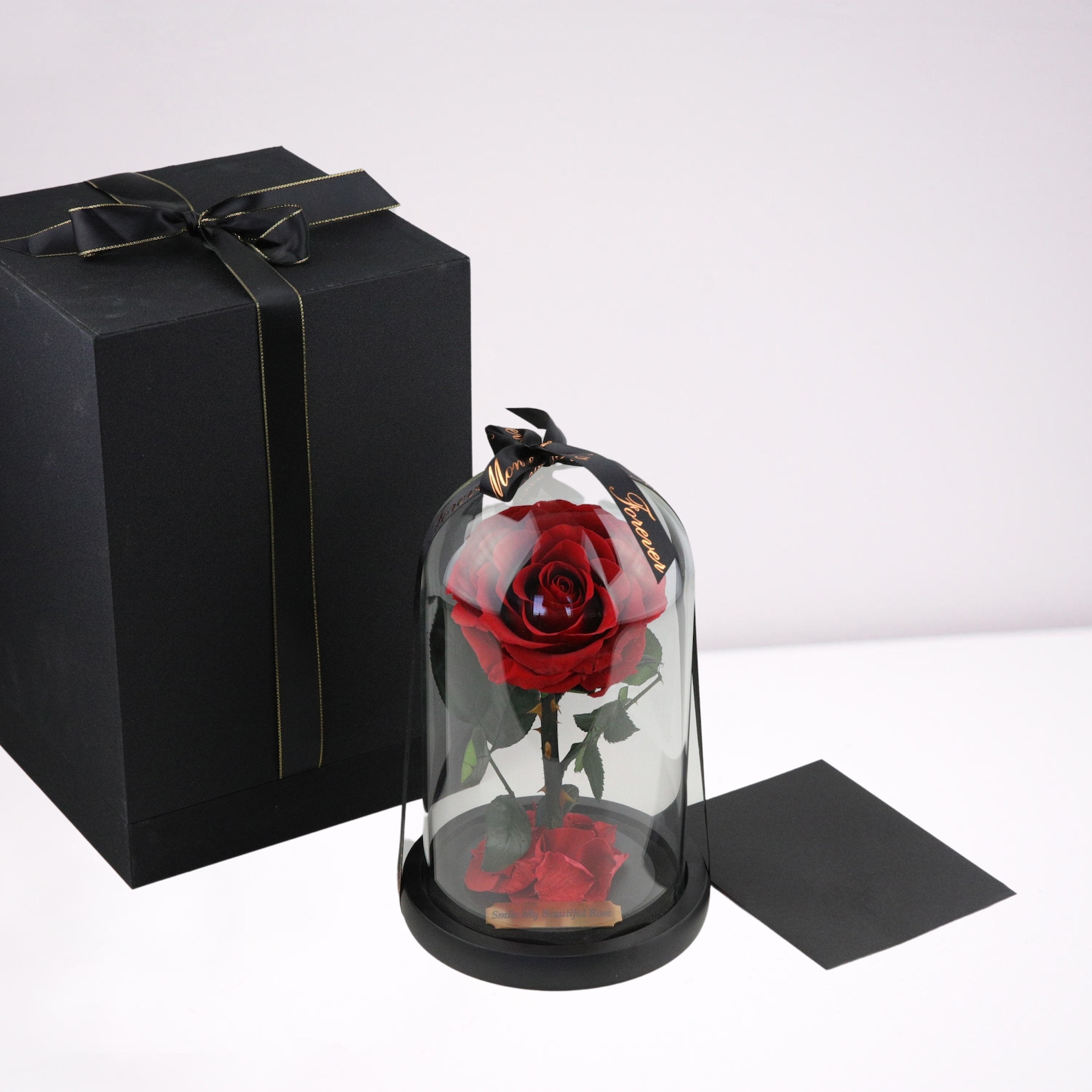 Beauty and the Beast Rose With Personalized Gold Engraved Plate ...