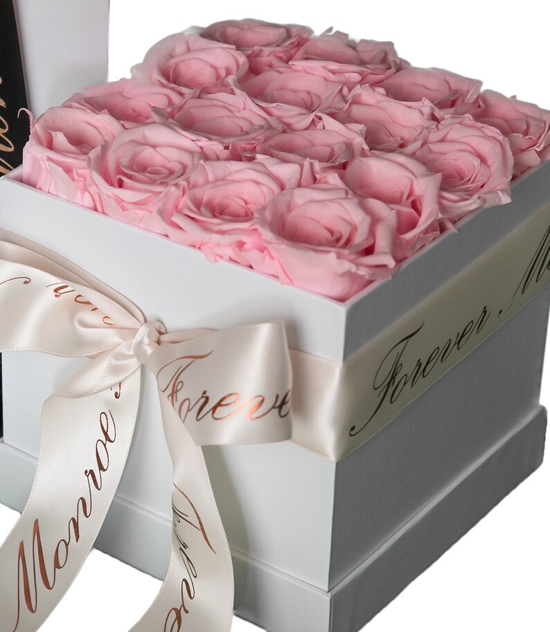 Pink Preserved Roses Forever Monroe's Box of Roses That | Etsy