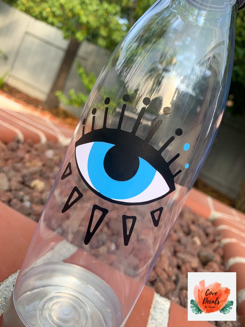 Evil Eye Inspired Water Bottle, 22OZ, Custom Water Bottle, Clear Water ...
