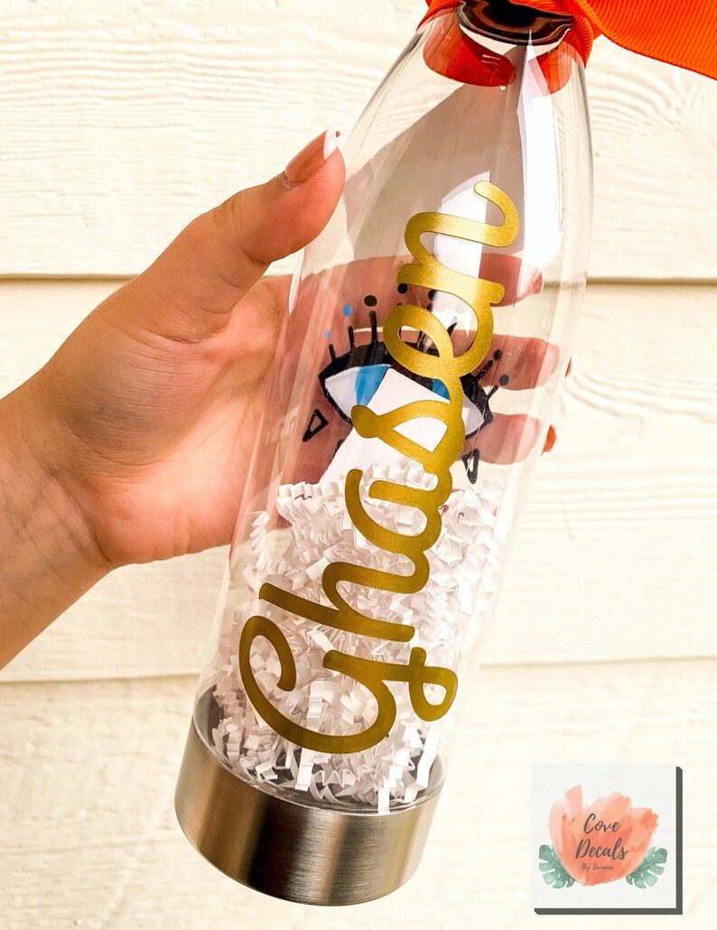 Evil Eye Inspired Water Bottle, 22OZ, Custom Water Bottle, Clear Water ...