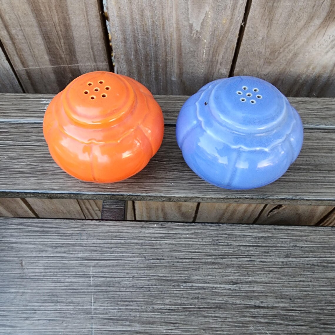 Homer Laughlin Fiestaware Salt and Pepper Shakers Blue and Orange. - Etsy
