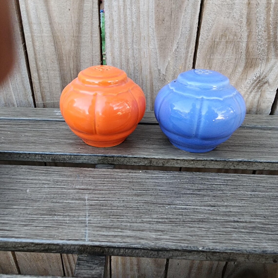 Homer Laughlin Fiestaware Salt and Pepper Shakers Blue and Orange. - Etsy
