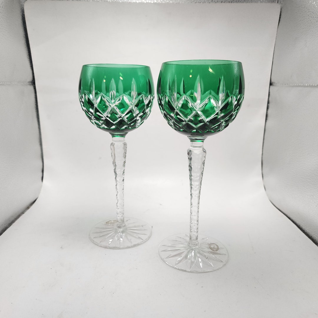 AJKA Arabella Crystal Wine Emerald Green Glasses Set of 2 Christmas ...