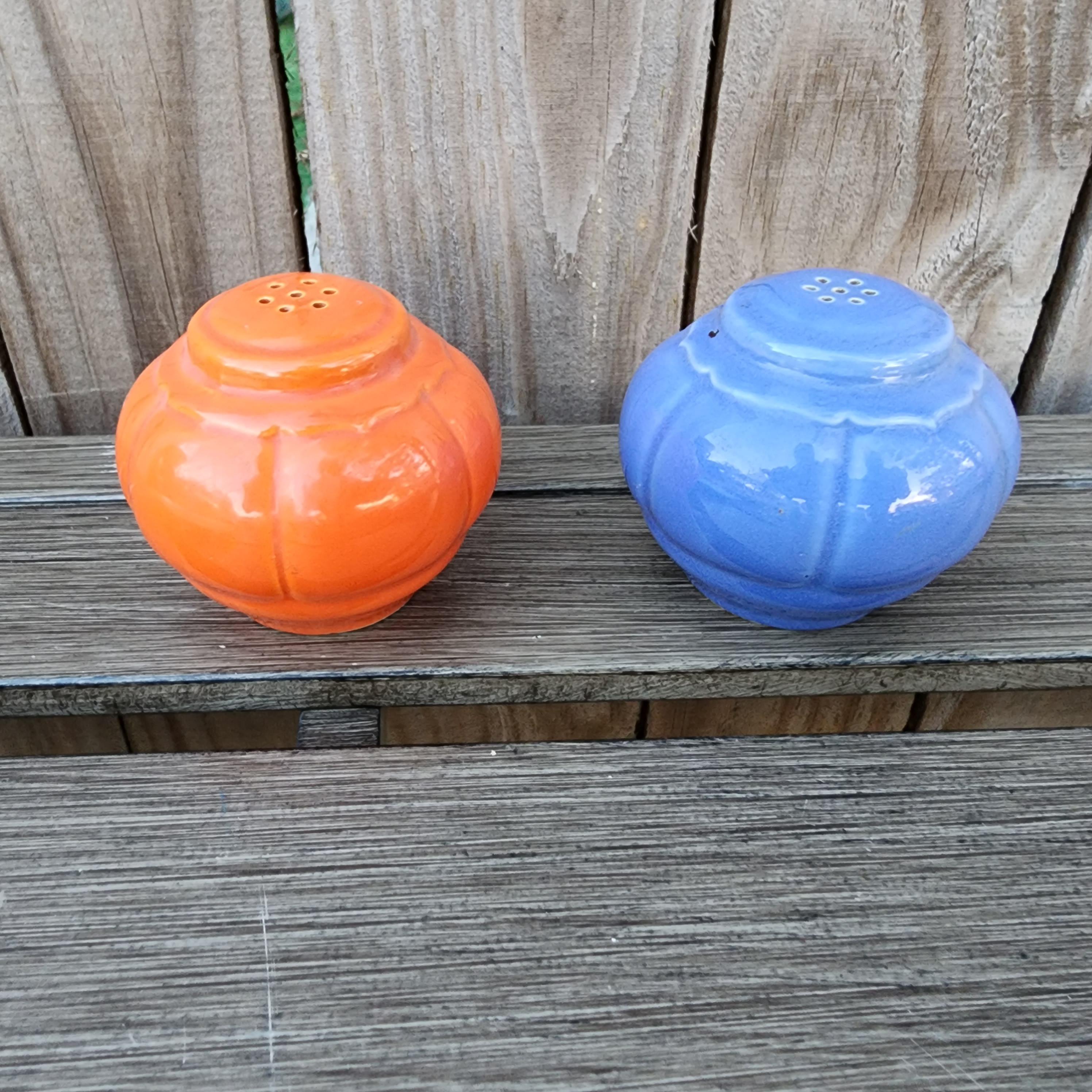 Homer Laughlin Fiestaware Salt and Pepper Shakers Blue and Orange. - Etsy